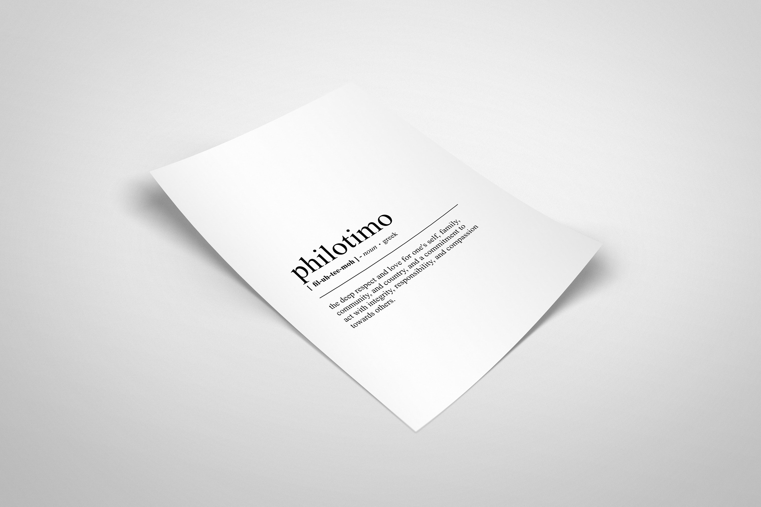 Philotimo Definition Print Philotimo Wall Art Friendship Print Gift for ...