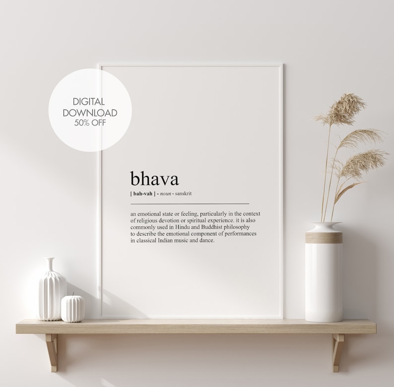 Bhava Definition Print Bhava Dictionary Poster Foreign Words Art Prints ...