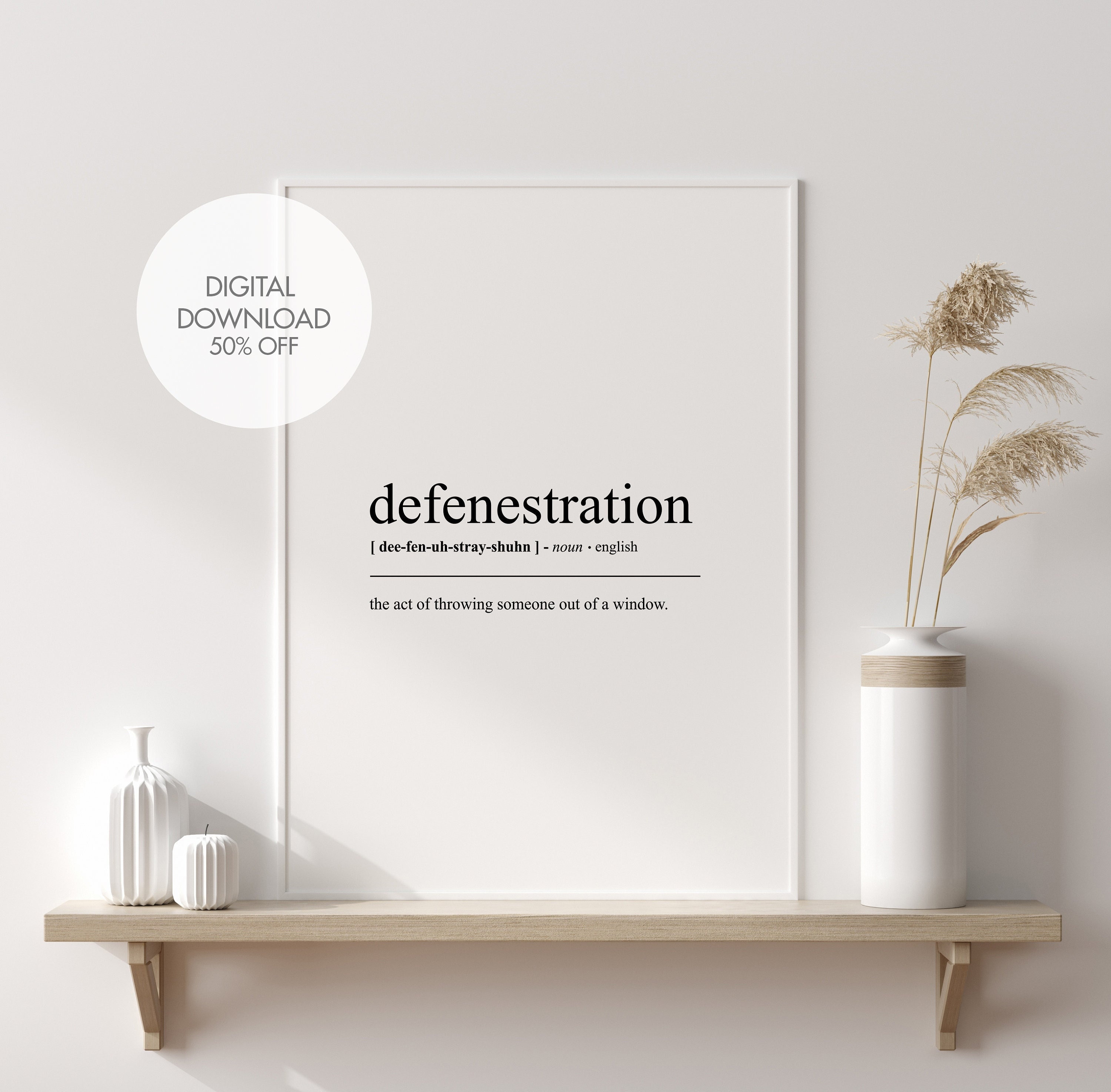 Defenestration Definition Print Fun Print English Wall Art Minimalistic ...