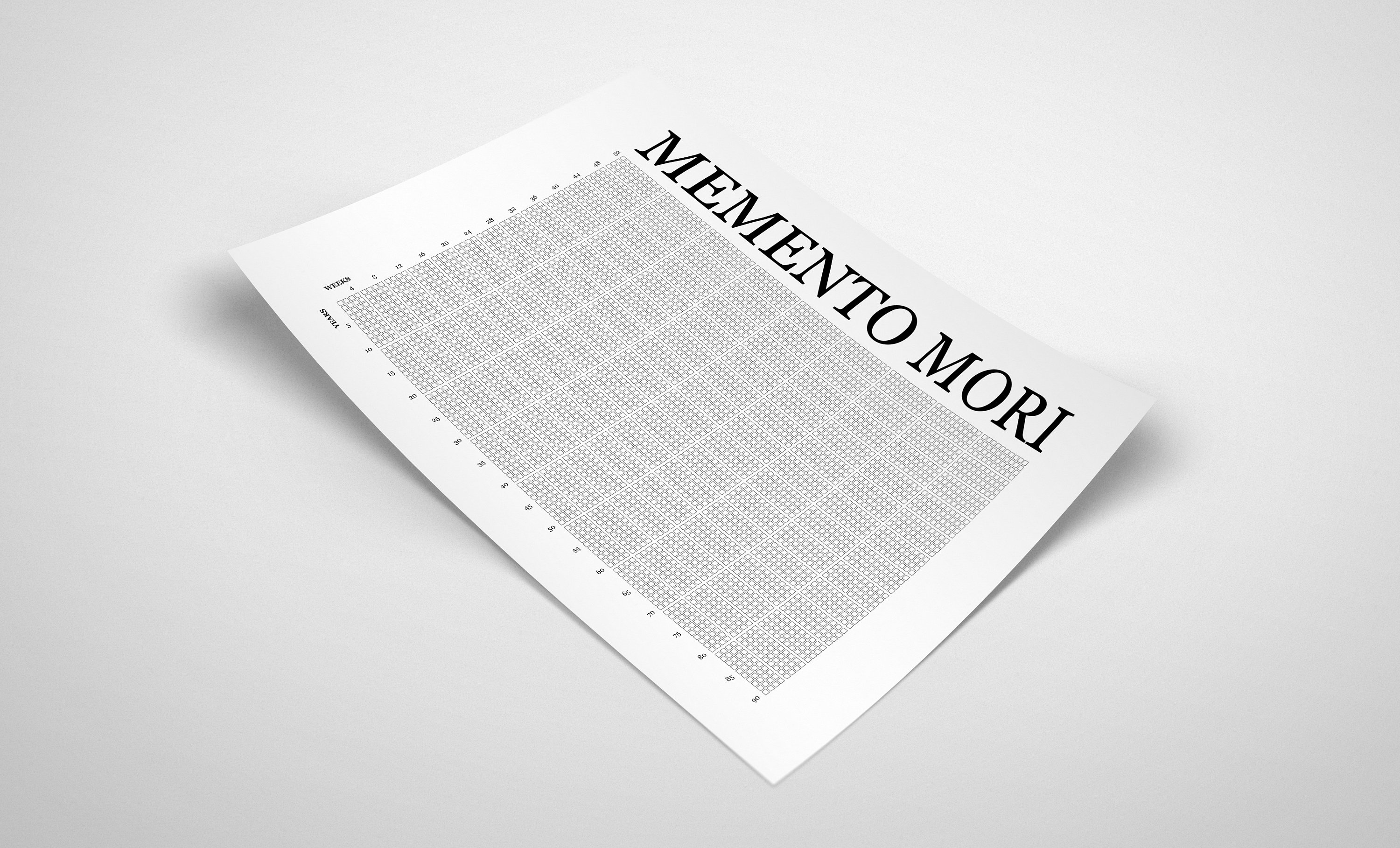 Memento Mori Life Calendar, Stoic Wall Art, My Life in Weeks, Life ...