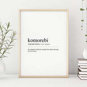 Komorebi Definition Printable Wall Art | Komorebi Dictionary Poster ...