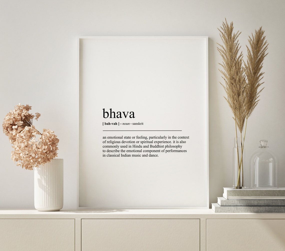Bhava Definition Print Bhava Dictionary Poster Foreign Words Art Prints ...
