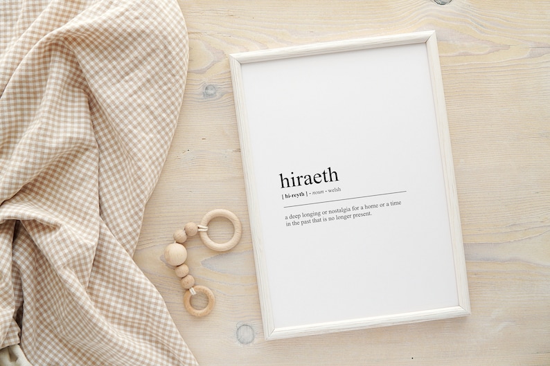 Hiraeth Definition Print | Hiraeth Wall Art | Welsh Words Wall Art ...