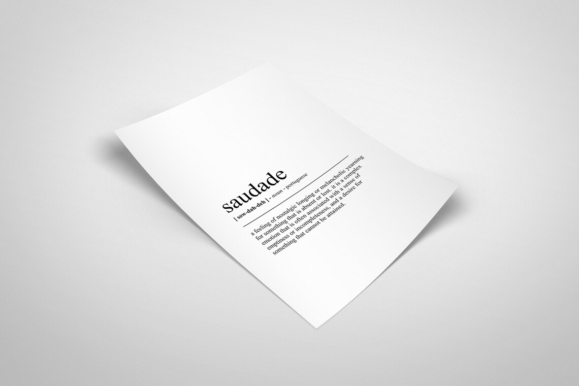 Saudade Definition Print | Saudade Wall Art | Portuguese Wall Art ...