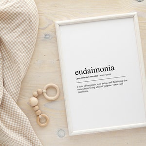 Eudaimonia Definition Print | Eudaimonia Dictionary Poster | Mindset ...