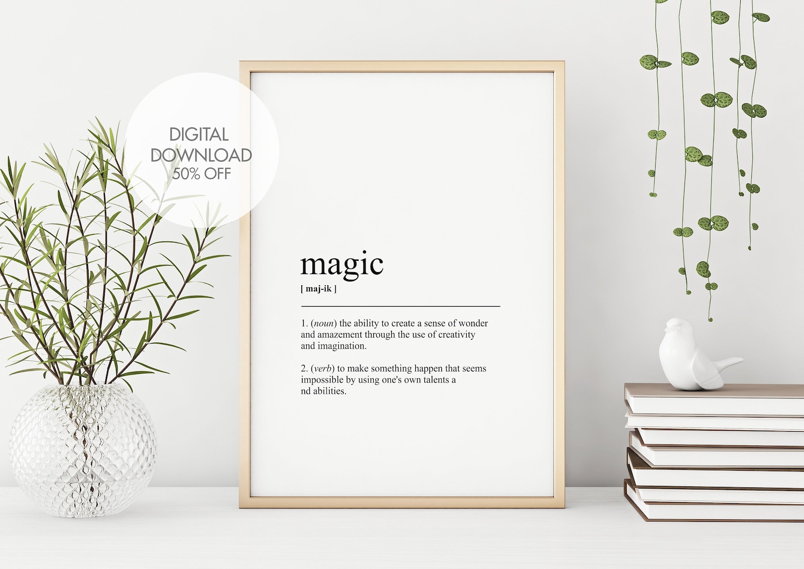 Magic Definition Print | Magic Mindset Poster | Motivational Wall Art ...
