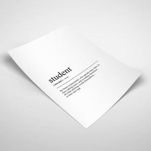 Student Definition Prints | Student Wall Art | Funny Print | Definition ...