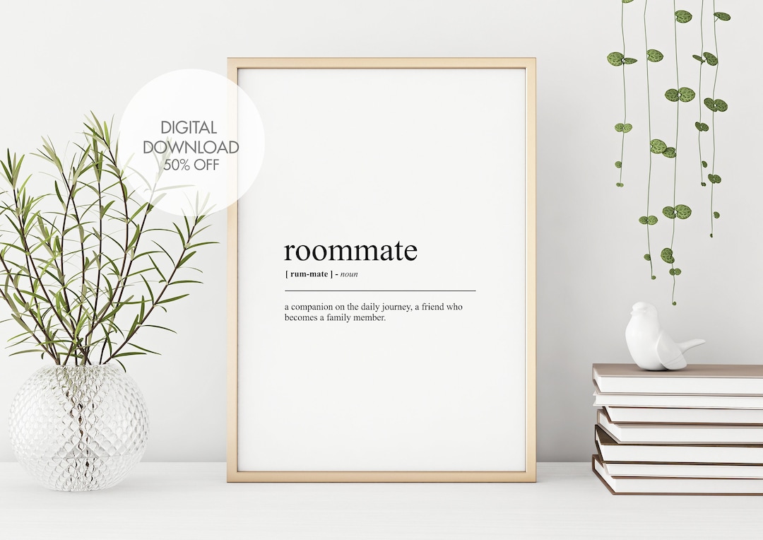 Roommate Definition Print | Roommate Wall Art | Friendship Prints ...