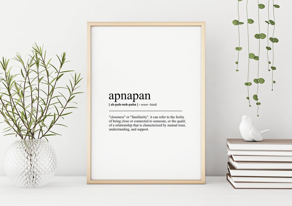 Apnapan Definition Prints | Apnapan Wall Art | Hindi Words Dictionary ...