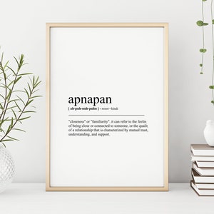Apnapan Definition Prints | Apnapan Wall Art | Hindi Words Dictionary ...