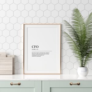 CFO Definition Print | CFO Funny Wall Art | Chief Financial Officer ...