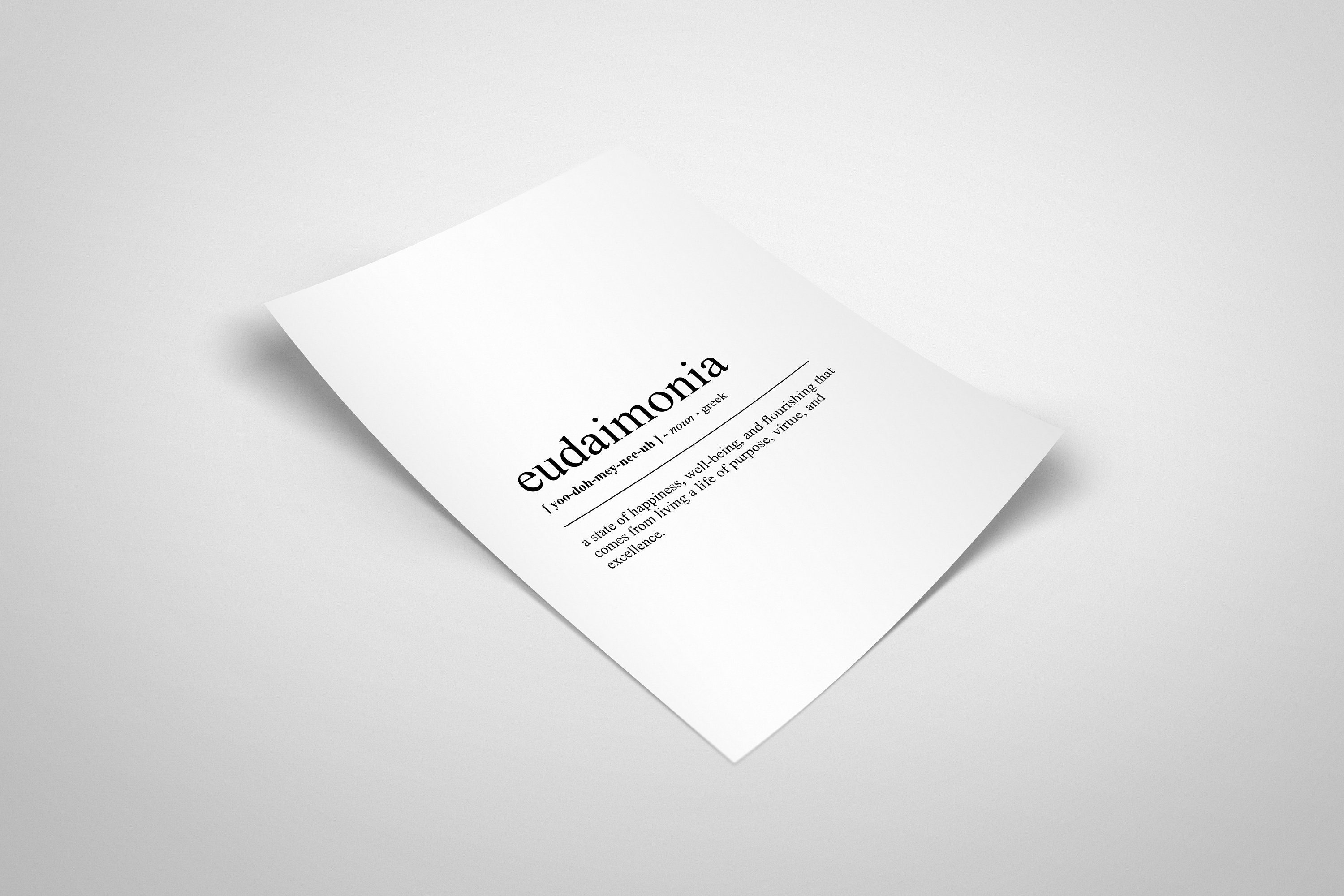 Eudaimonia Definition Print Eudaimonia Dictionary Poster Mindset Print ...