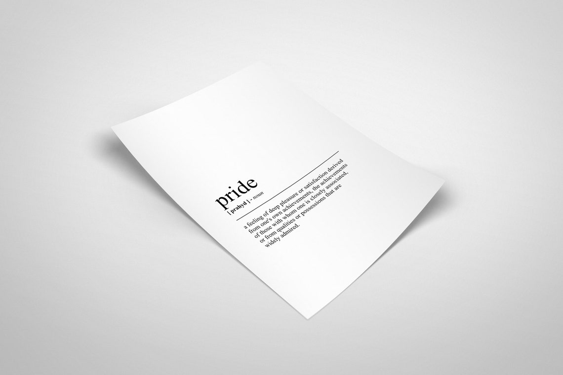 Pride Definition Prints | Pride Dictionary Art | Mindset Print ...