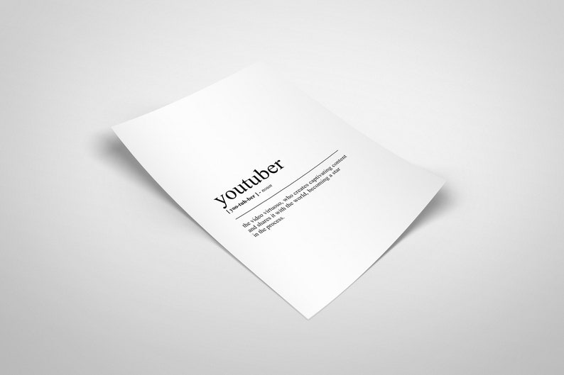 Youtuber Funny Definition Print | Youtuber Wall Art | Gift for ...