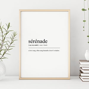 Seranade Definition Printable Wall Art | Serenade Dictionary Poster ...