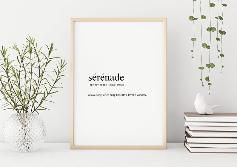 Seranade Definition Printable Wall Art Serenade Dictionary Poster ...