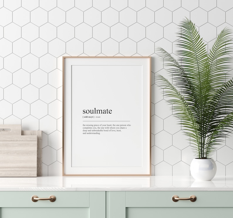 Soulmate Definition Prints | Soulmate Dictionary Poster | Gift for ...