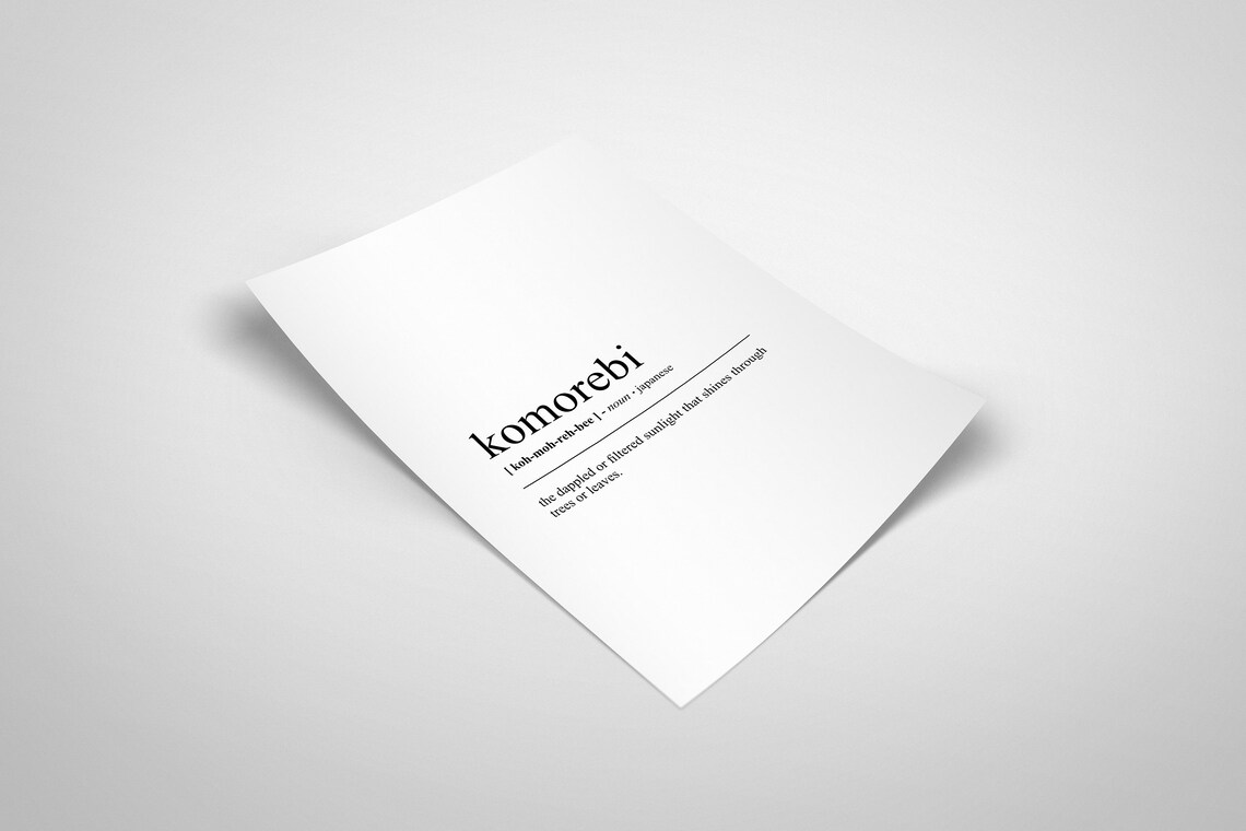 Komorebi Definition Printable Wall Art | Komorebi Dictionary Poster ...