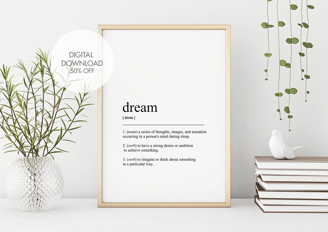 Dream Definition Print | Dream Dictionary Art | Goal Setting ...