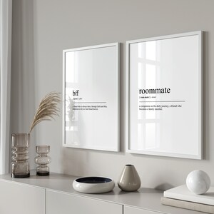 Roommate Definition Print | Roommate Wall Art | Friendship Prints ...