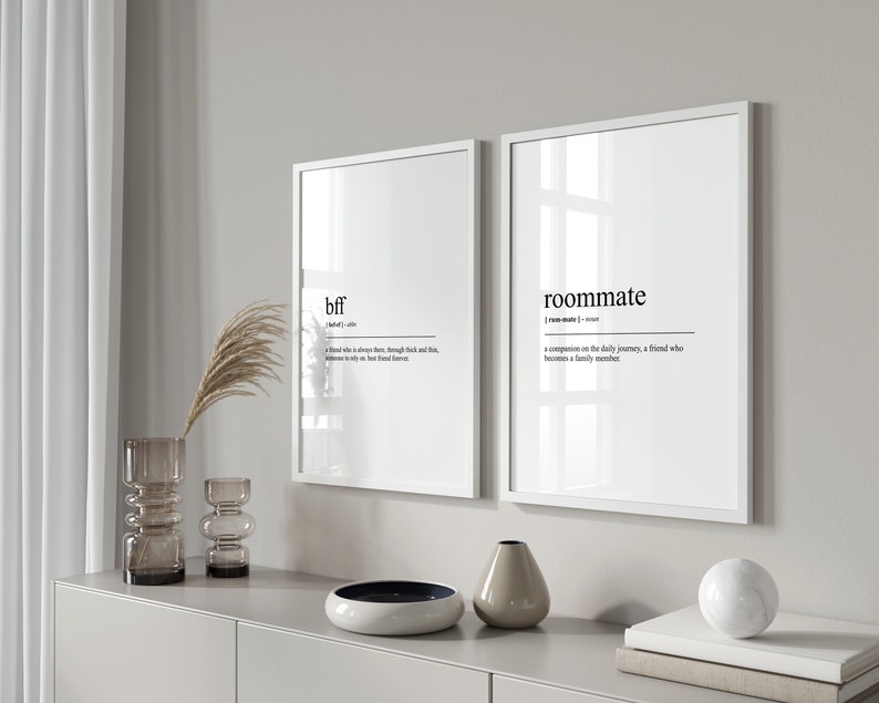 Roommate Definition Print | Roommate Wall Art | Friendship Prints ...