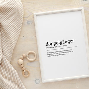 Doppelganger Definition Print | Doppelganger Wall Art | German Print ...