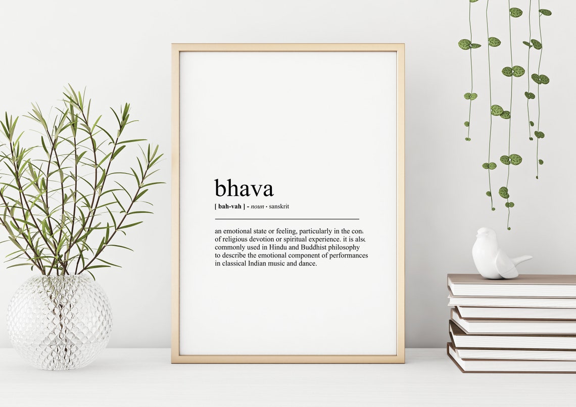 Bhava Definition Print Bhava Dictionary Poster Foreign Words Art Prints ...