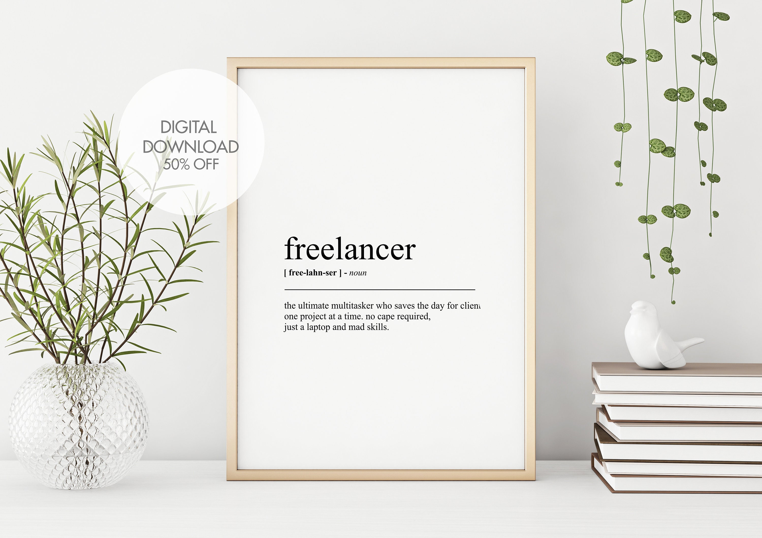 Freelancer Definition Printable Wall Art Perfect Gift for Freelancer ...