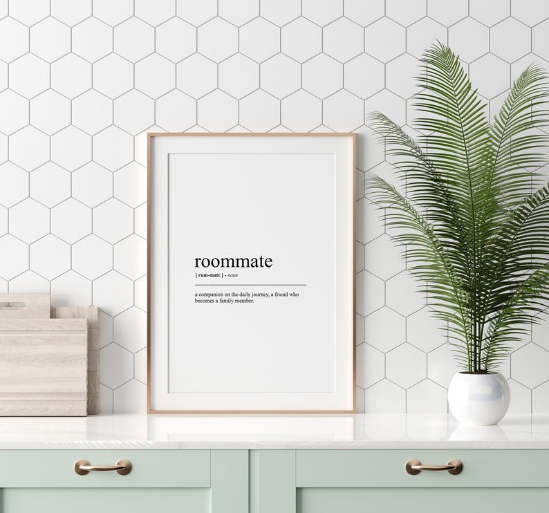 Roommate Definition Print | Roommate Wall Art | Friendship Prints ...