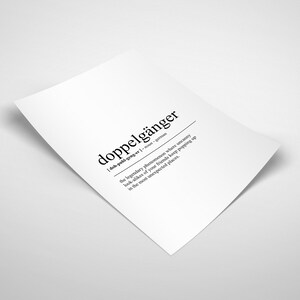 Doppelganger Definition Print | Doppelganger Wall Art | German Print ...