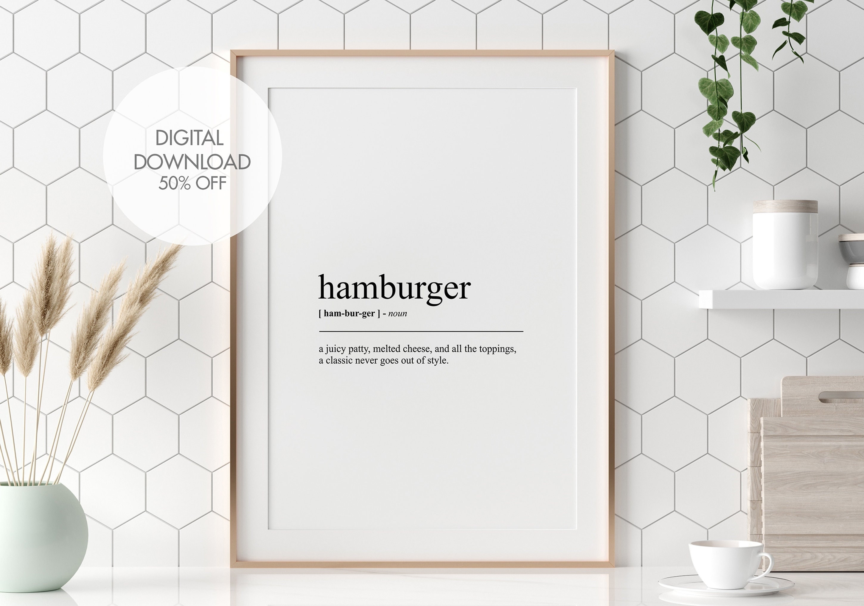 Hamburger Definition Print | Hamburger Wall Art | Funny Foods & Drinks ...