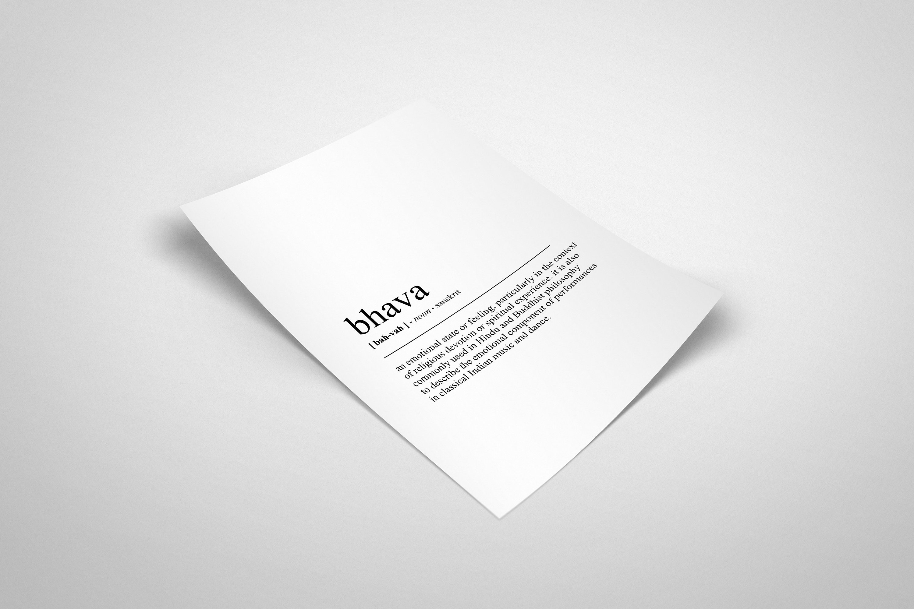 Bhava Definition Print Bhava Dictionary Poster Foreign Words Art Prints ...