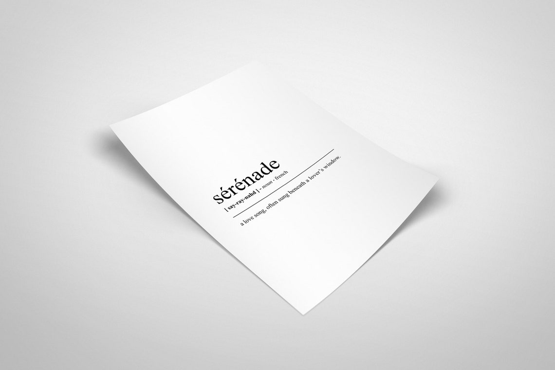 Seranade Definition Printable Wall Art | Serenade Dictionary Poster ...