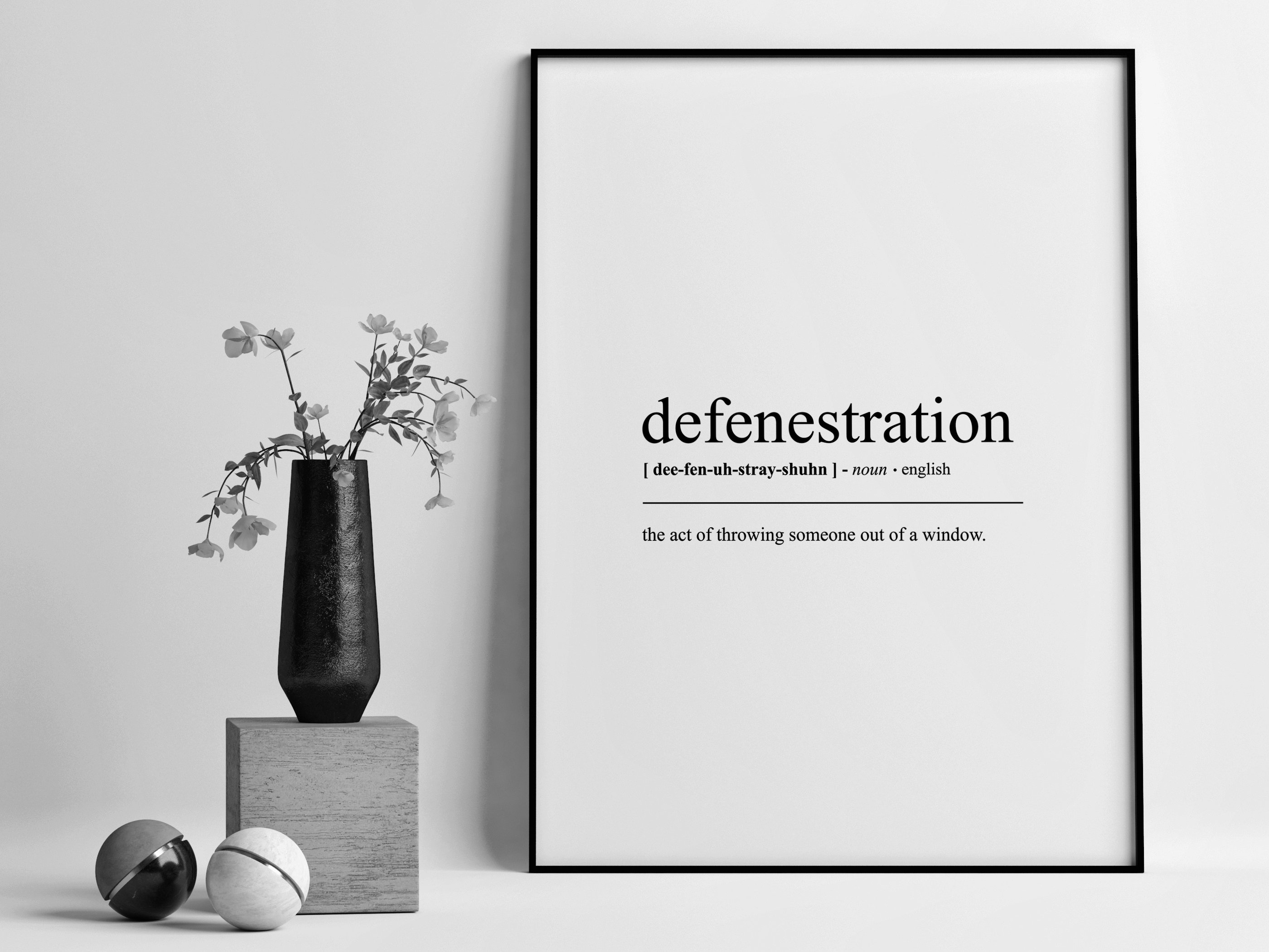 Defenestration Definition Print Fun Print English Wall Art Minimalistic ...