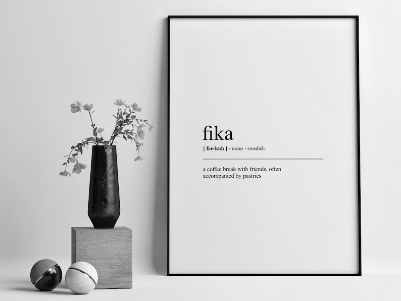 Fika Definition Print | Fika Wall Art | Swedish Wall Decor | Gift for ...