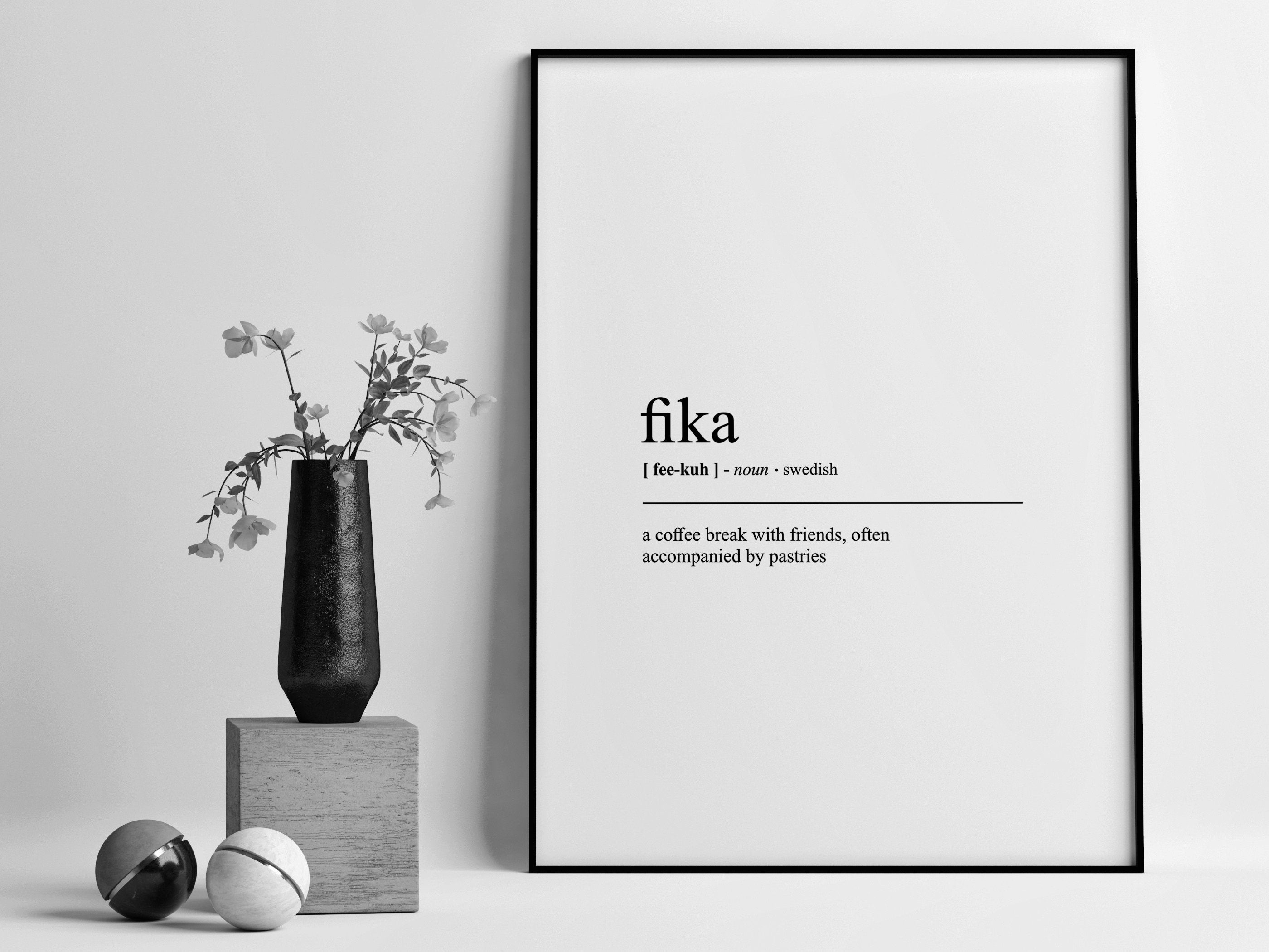 Fika Definition Print | Fika Wall Art | Swedish Wall Decor | Gift for ...