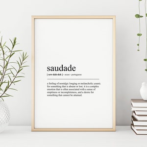 Saudade Definition Print Saudade Wall Art Portuguese Wall Art ...