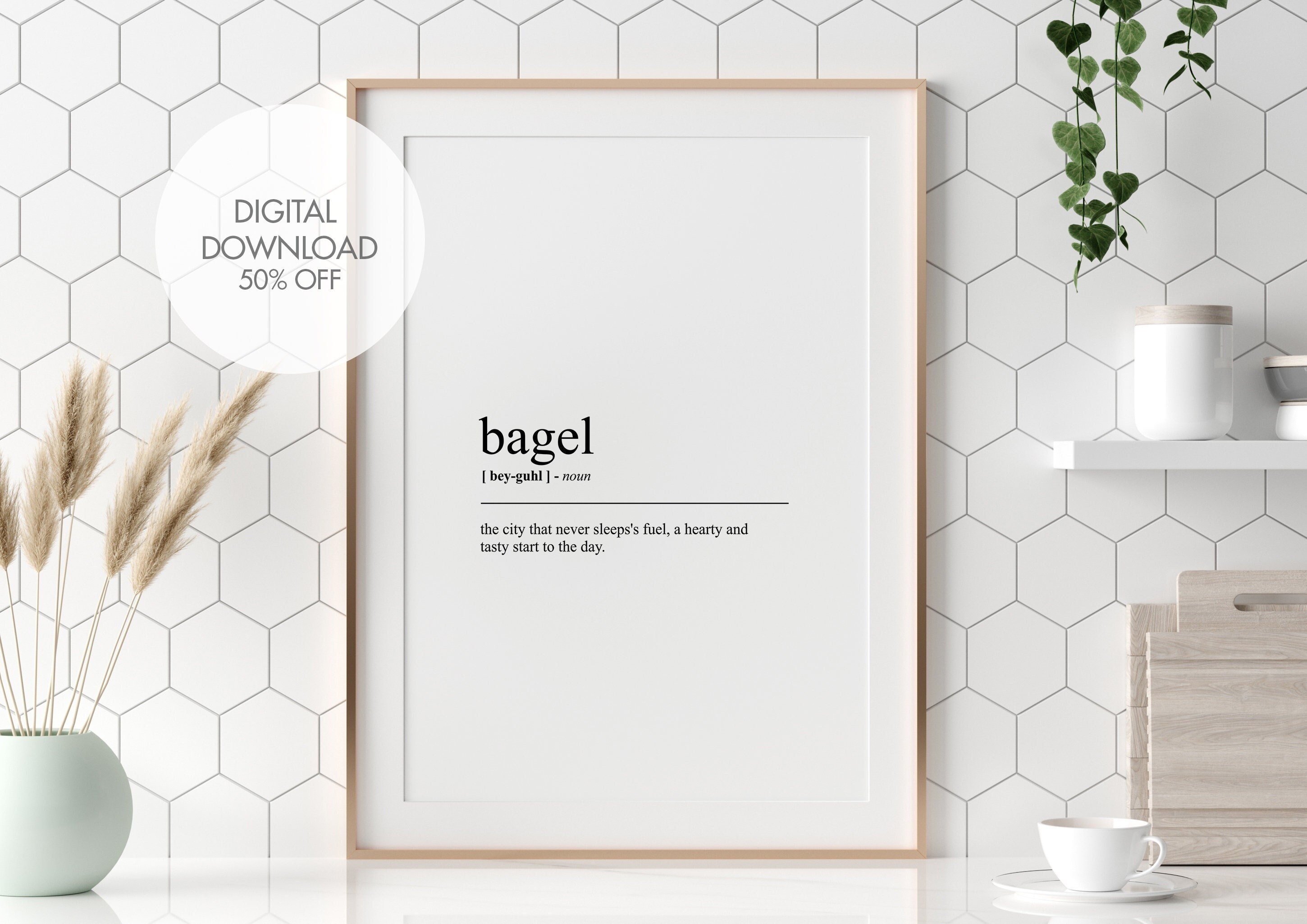 Bagel Definition Print | Bagel Dictionary Art | Fun Definition of Bagel ...