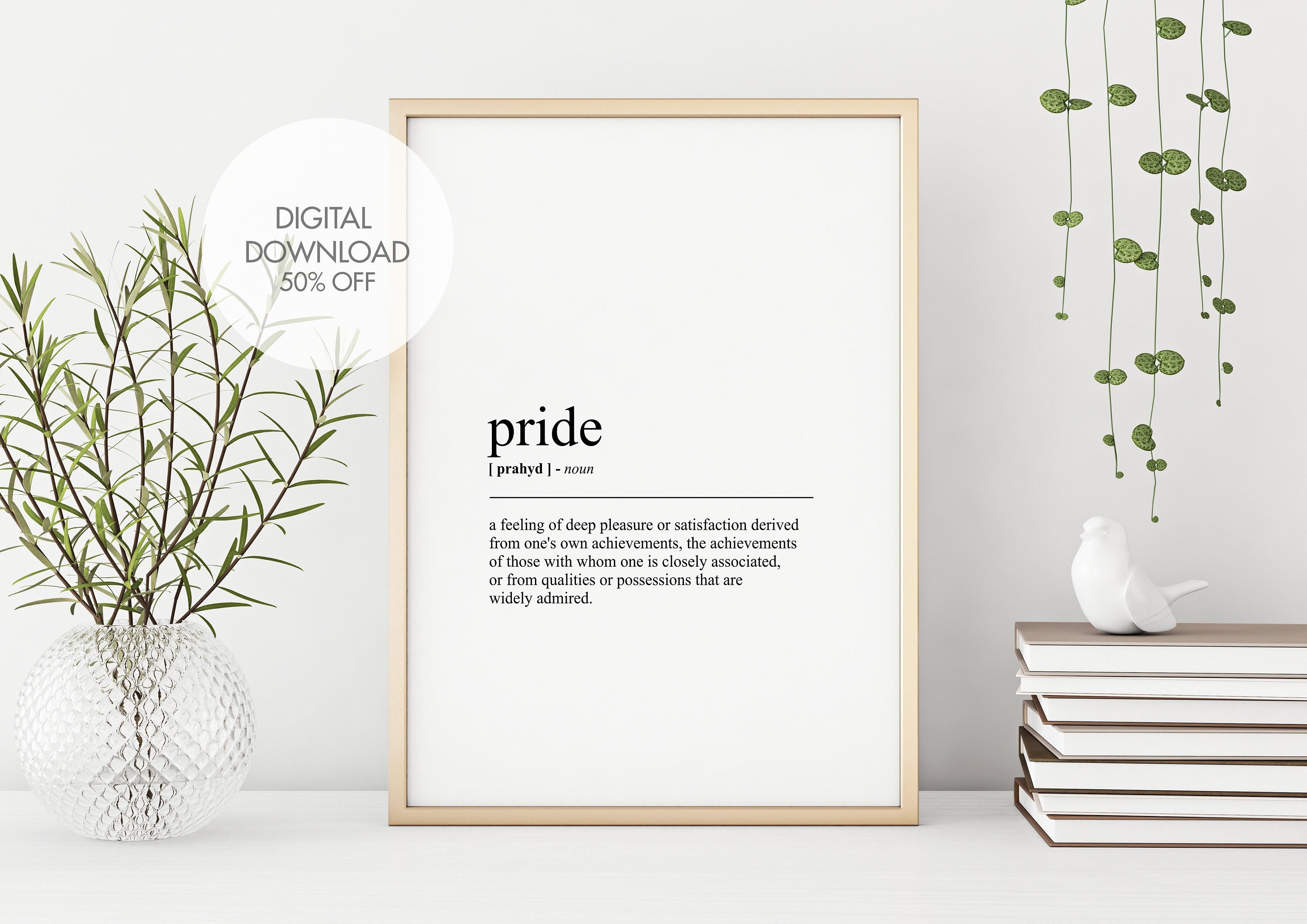 Pride Definition Prints | Pride Dictionary Art | Mindset Print ...