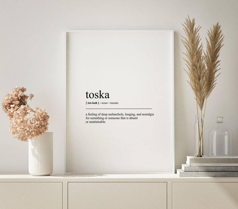 Toska Definition Print | Toska Typography Art Print | Russian Print ...
