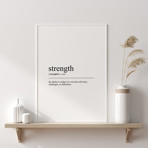 Strength Definition Print | Strength Dictionary Art | Motivation Poster ...