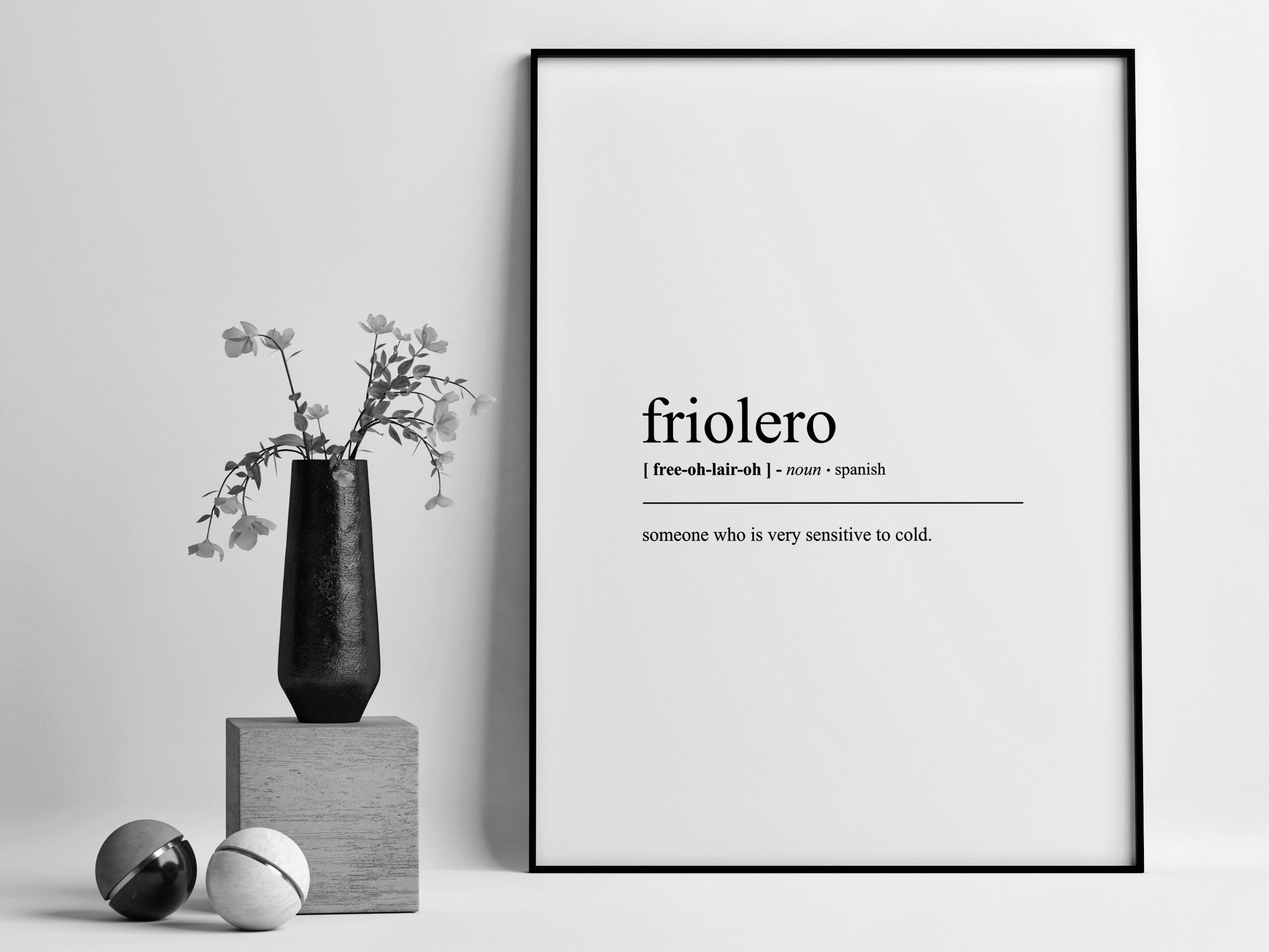 Friolero Definition Print | Friolero Wall Art | Spanish Wall Art ...