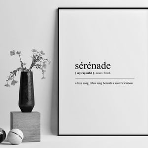 Seranade Definition Printable Wall Art | Serenade Dictionary Poster ...