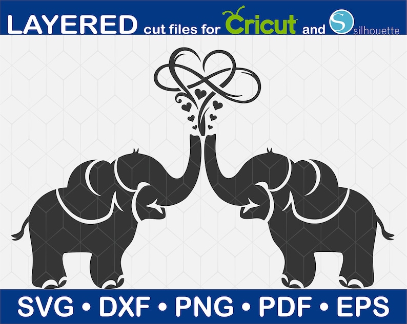 Elephant Love Svg, Infinity Heart Svg, Baby Elephant - Instant Digital ...