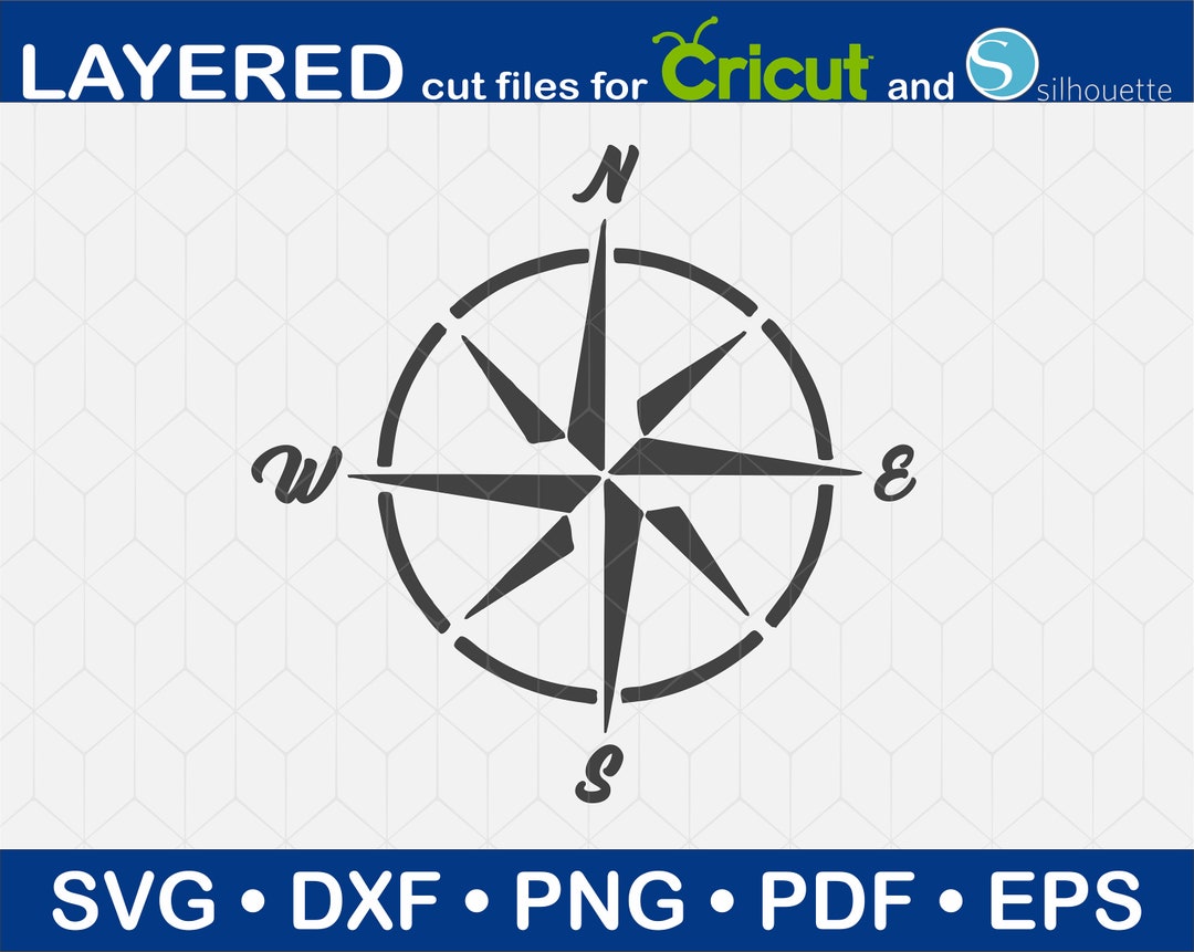 Compass SVG Instant Digital Download, Compass Clipart, Silhouette, File ...
