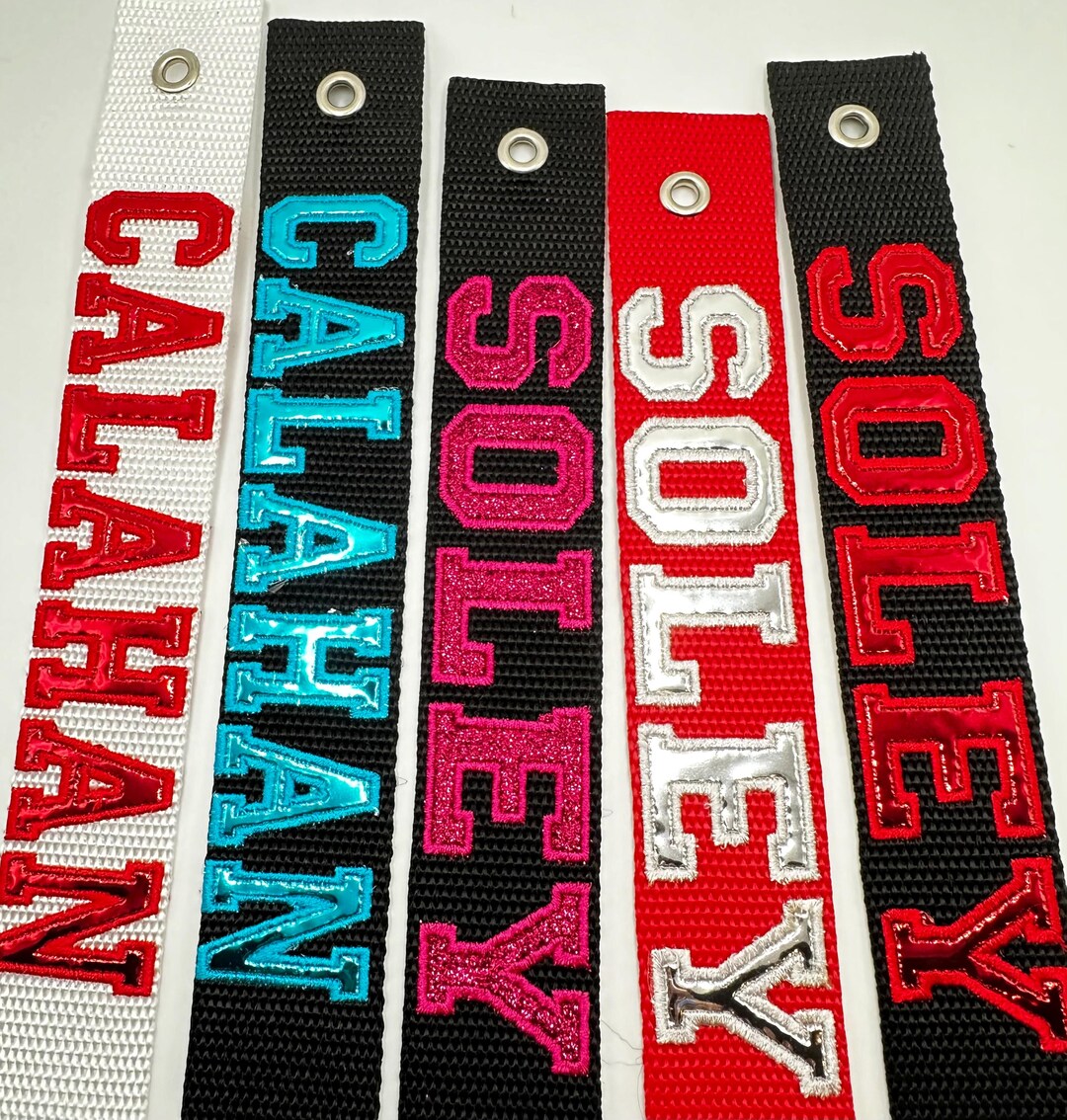 Embroidered Glitter Name Tag, Personalized Luggage Strap - Etsy