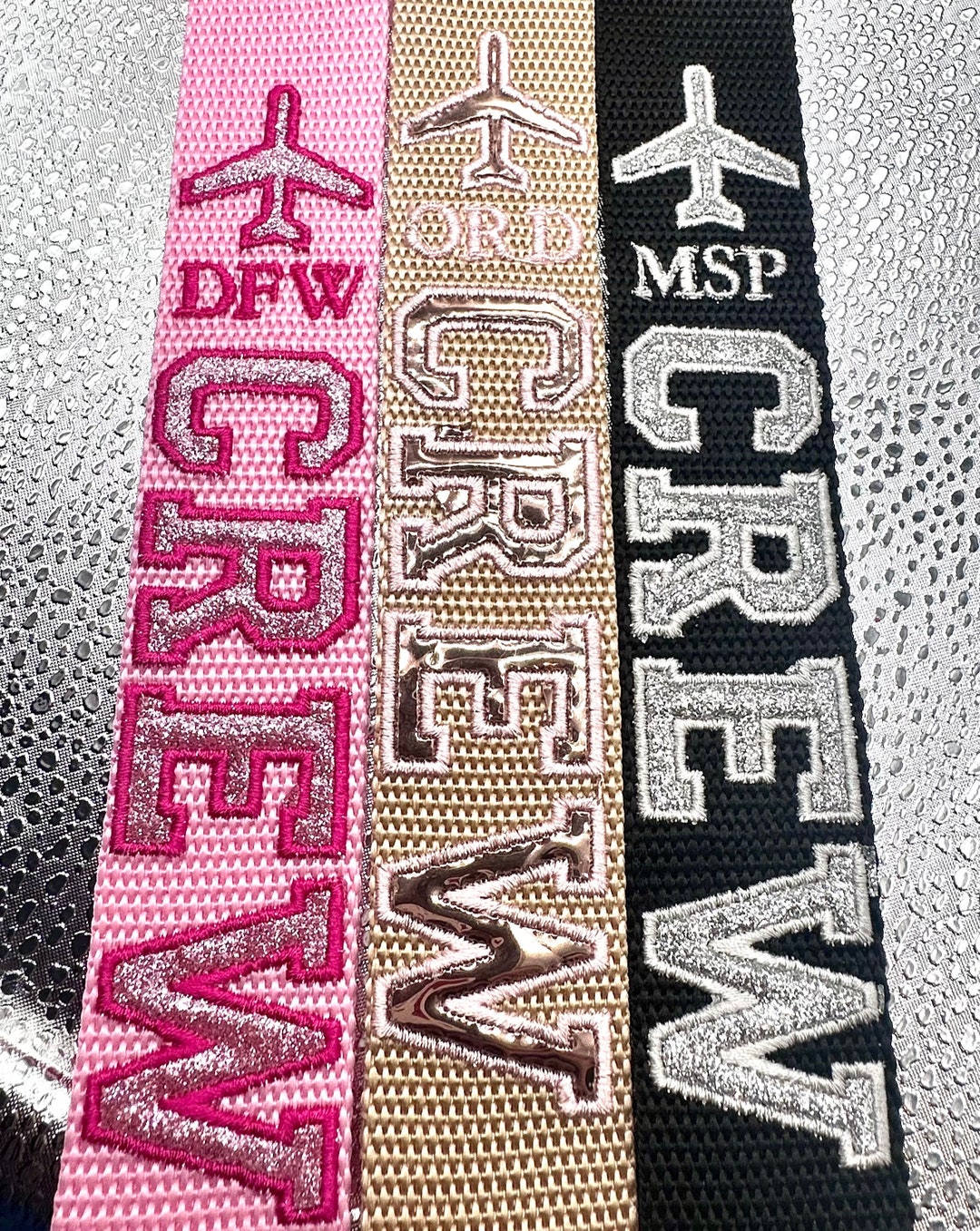 Glitter Foil Holographic Flight Crew Luggage Strap Designer ...
