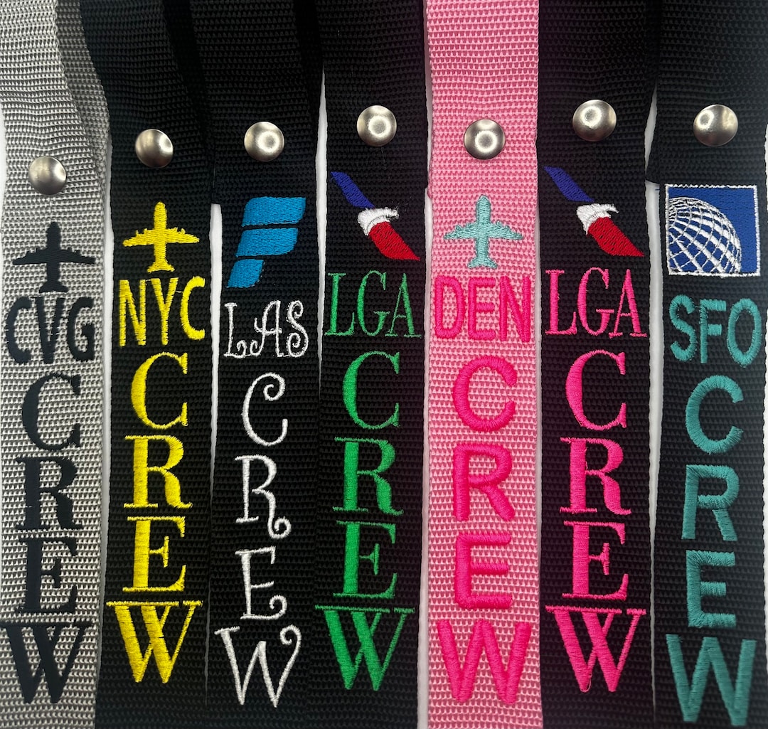 Personalized Flight Crew Luggage Tag: Embroidered Bag Strap - Etsy