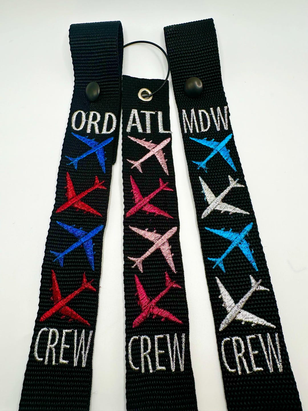 Metallic Embroidery Plane Design Flight Crew Luggage Strap Embroidered ...