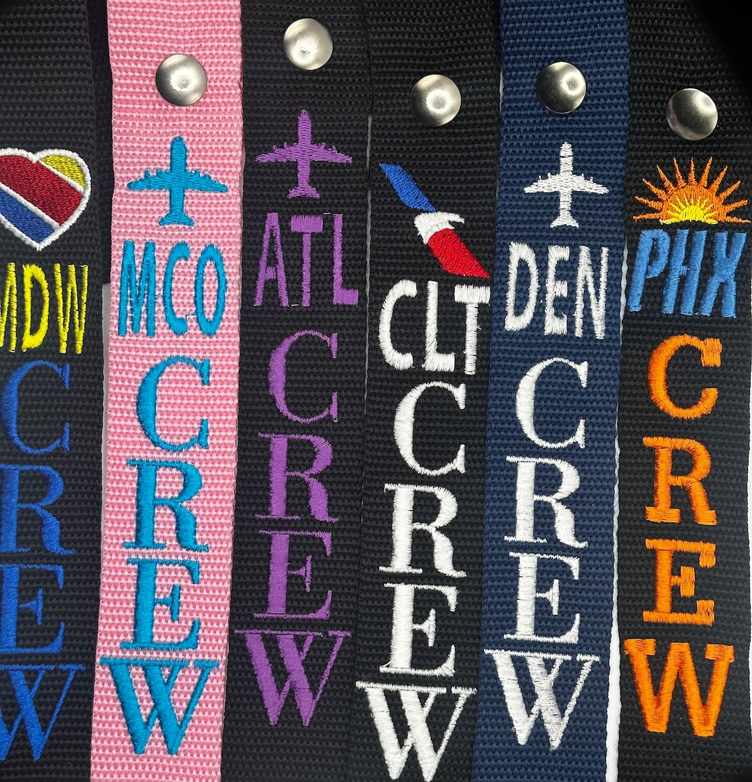 Design Your Own Flight Crew Luggage Strap/jet Tag Embroidered New Strap ...
